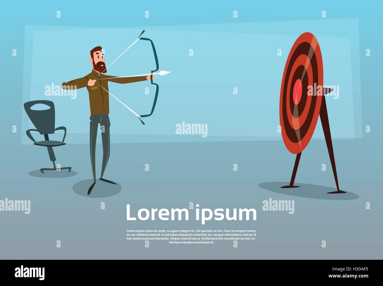 Business Man Aim Archer To Target Get Goal Concept Arrow Stock Vector ...