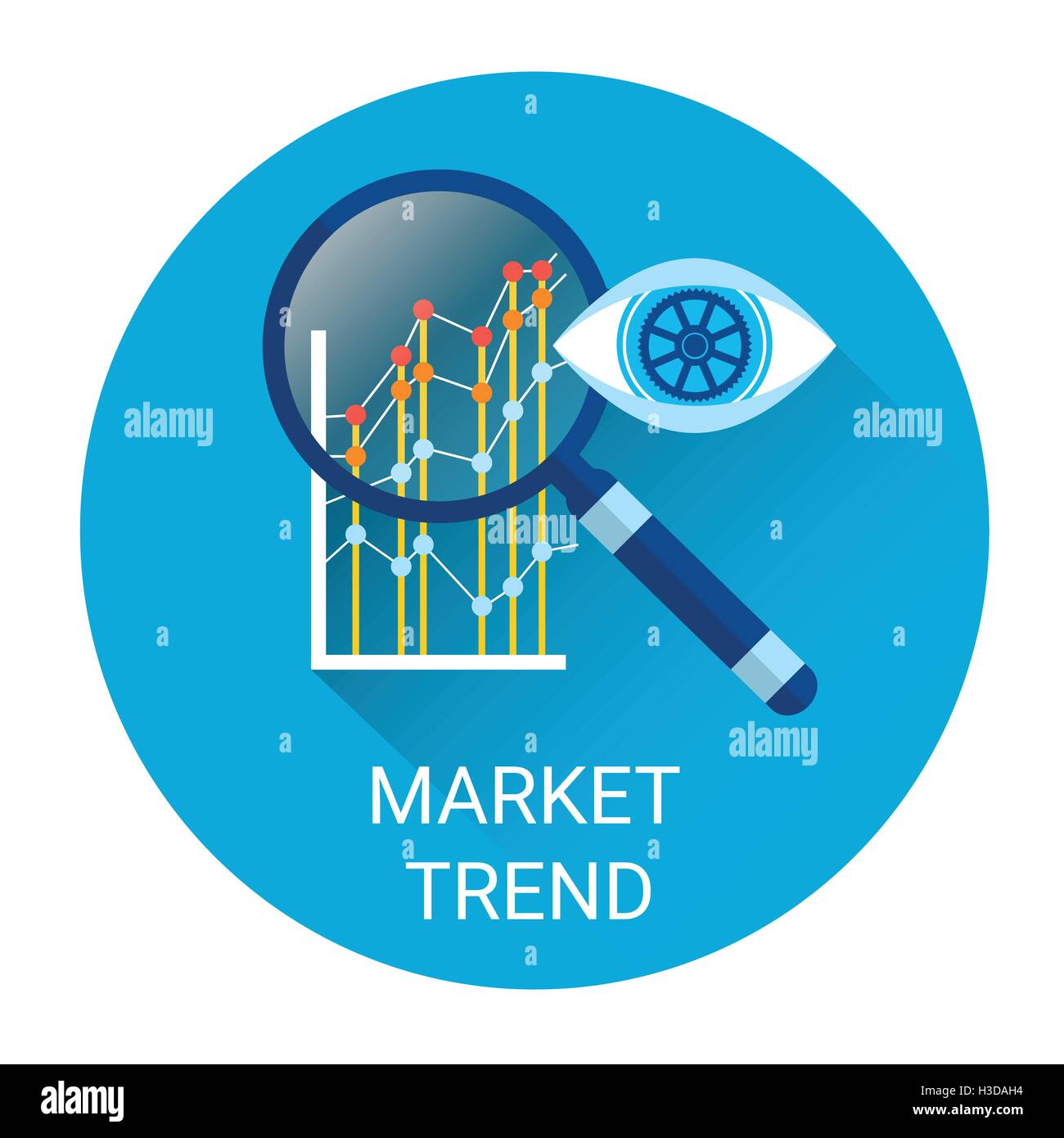 Market Trend Icon Financial Graph With Magnifier Stock Vector Image ...