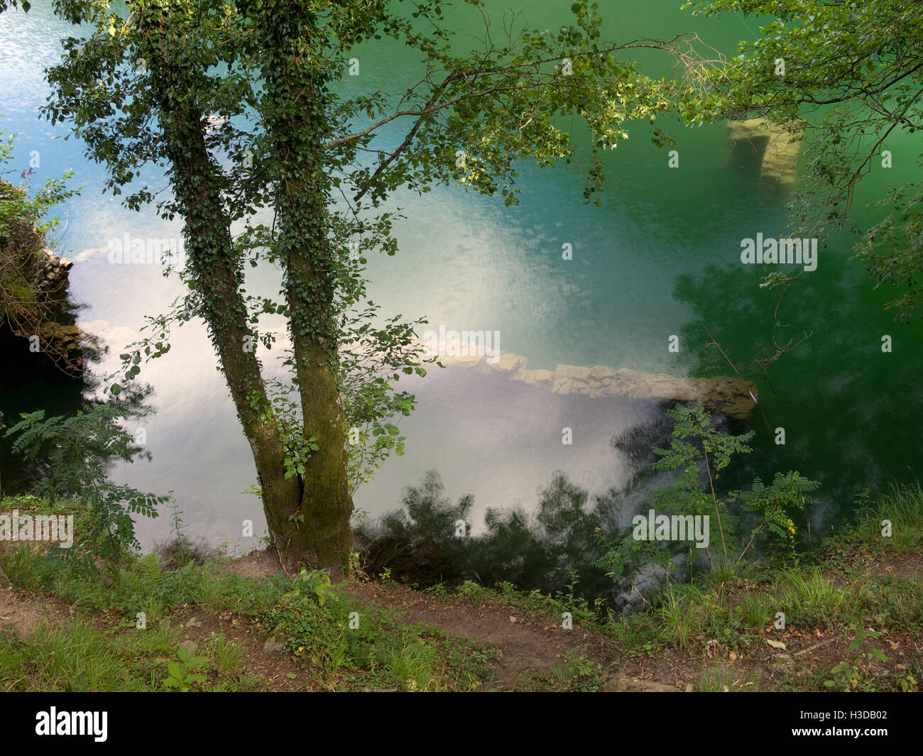 Beautiful colours. With submerged wall, ruin detail Stock Photo - Alamy