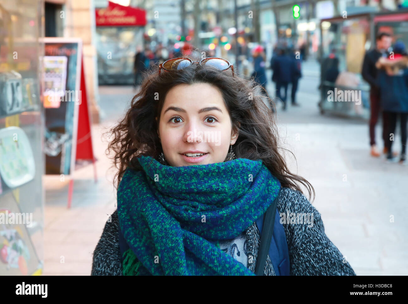 Beautiful student girl have fun in Paris, France Stock Photo - Alamy