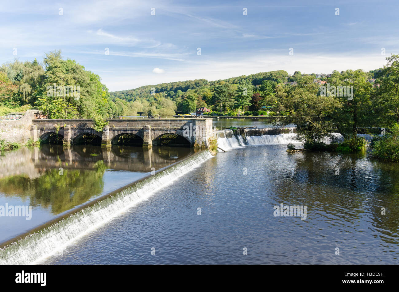 River Derwent flowing over a weir in Belper, Derbyshire Stock Photo - Alamy