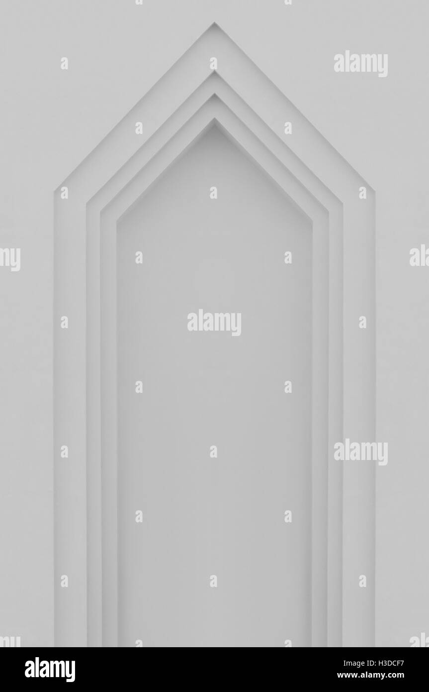 Beige grey plastered faux arch, false fake window or door stucco frame ...