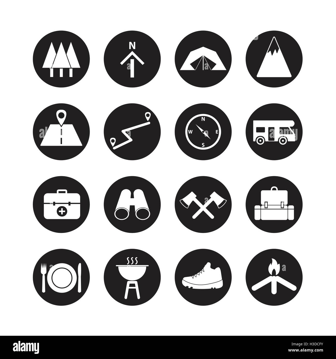 camping icon set,summer camping, outdoor, travel Stock Vector Image ...