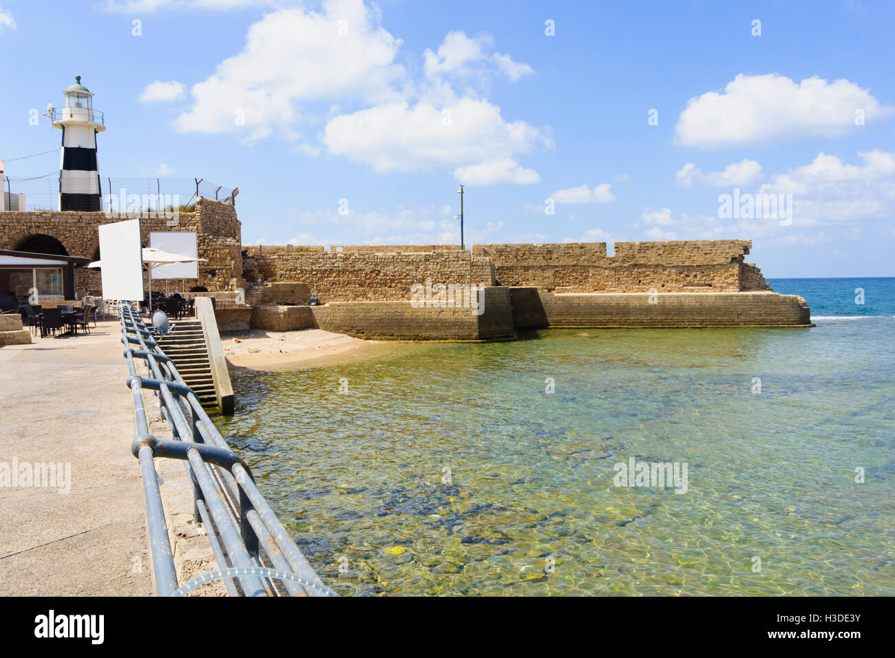 The lighthouse and an old Templars crusader fort in the old city of ...