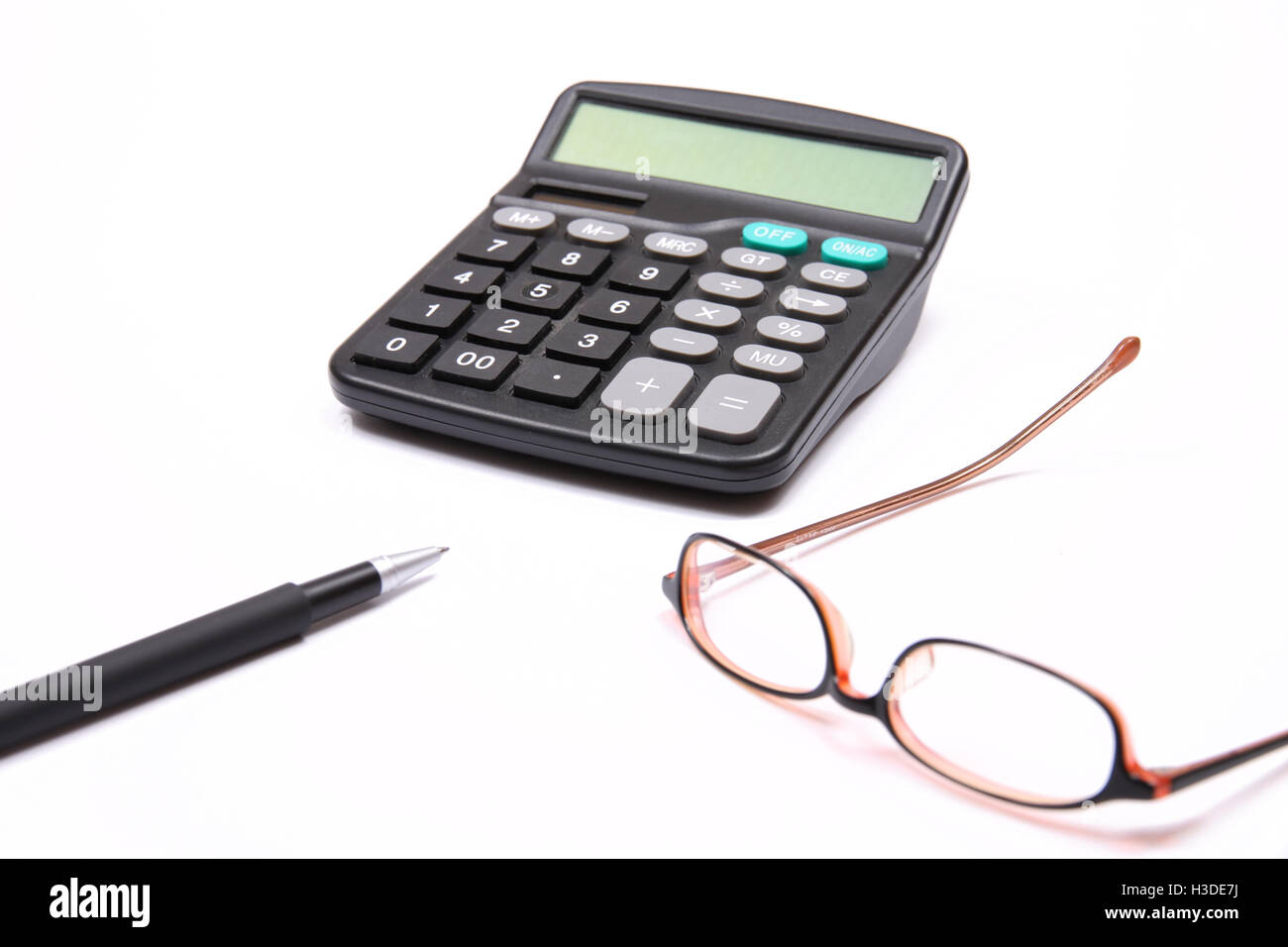 Calendar pen calculator background Cut Out Stock Images & Pictures - Alamy