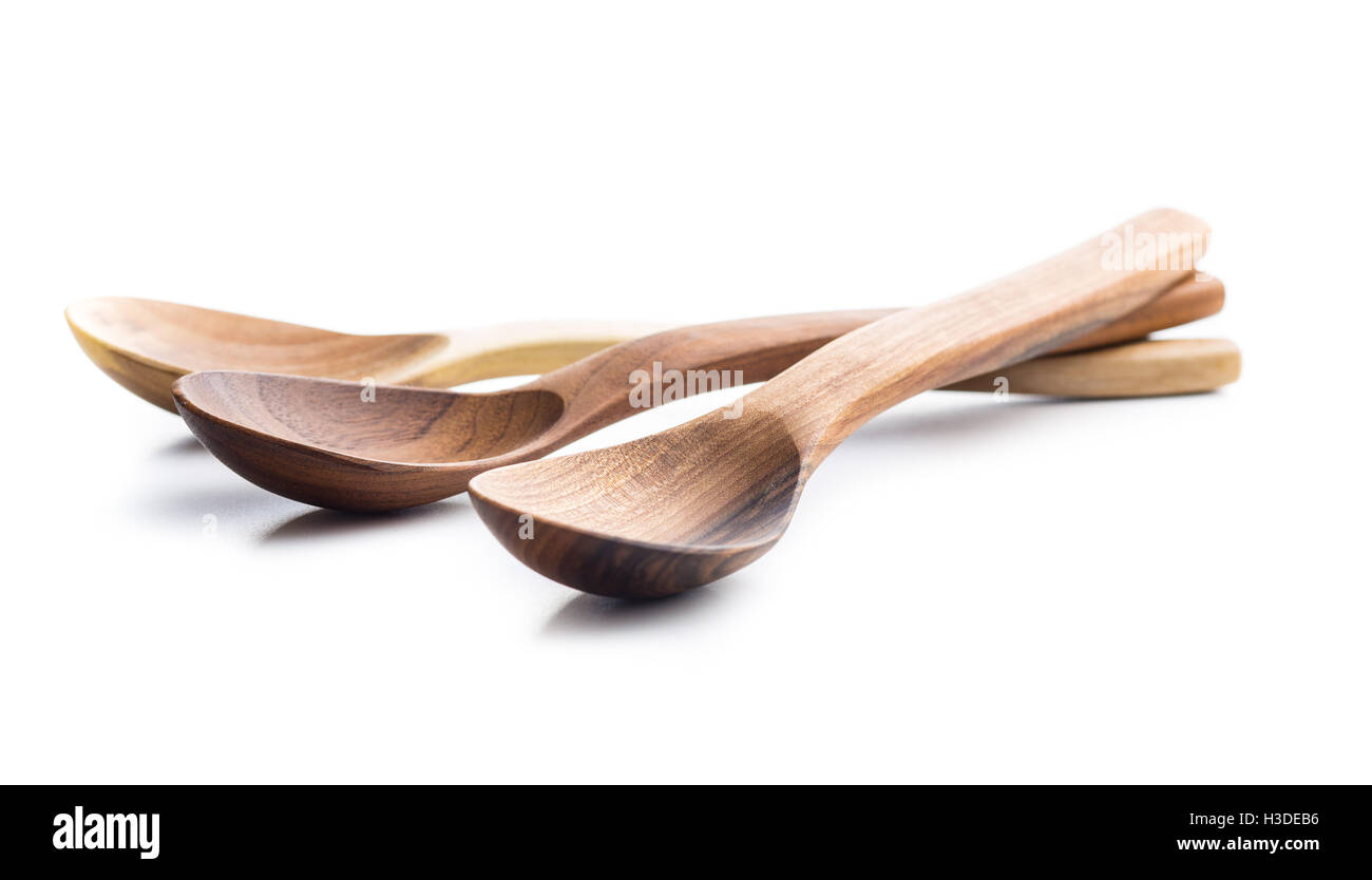 Three wooden spoons isolated on white background Stock Photo - Alamy