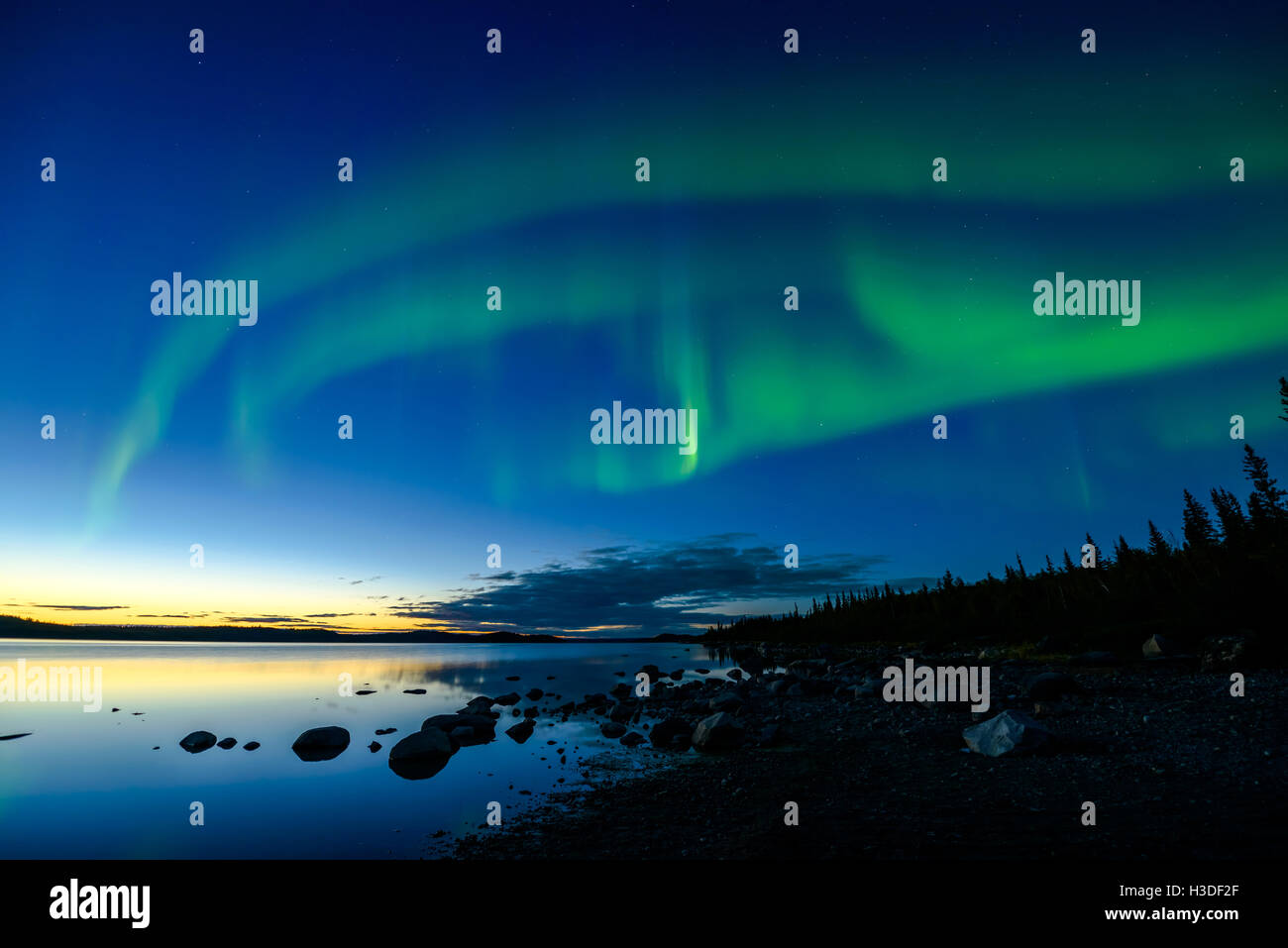 Northern Lights After Sunset - Bands of Northern Lights appear above a ...
