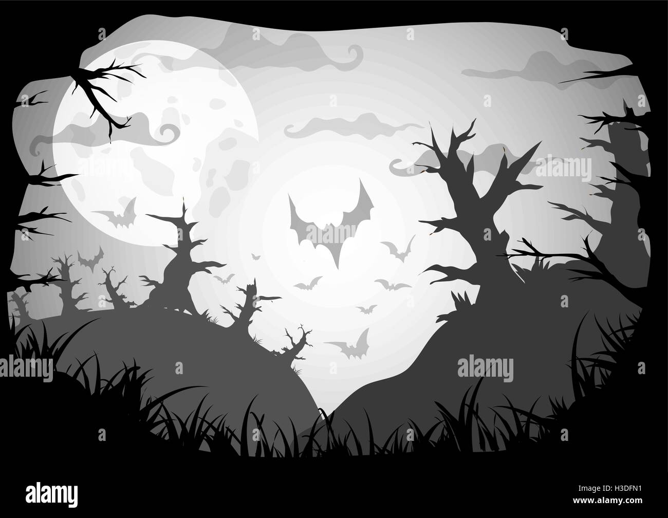 Monochrome jack lantern scary halloween Stock Vector Images - Alamy