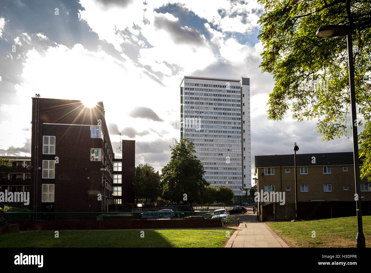 Eddystone Tower high-rise building, part of Pepys Estate in south east ...