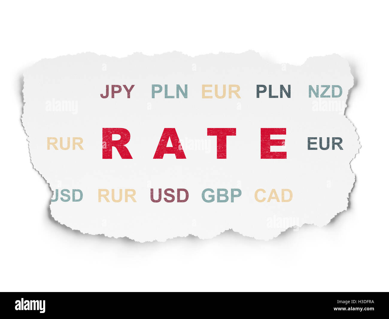 Currency concept: Rate on Torn Paper background Stock Photo - Alamy