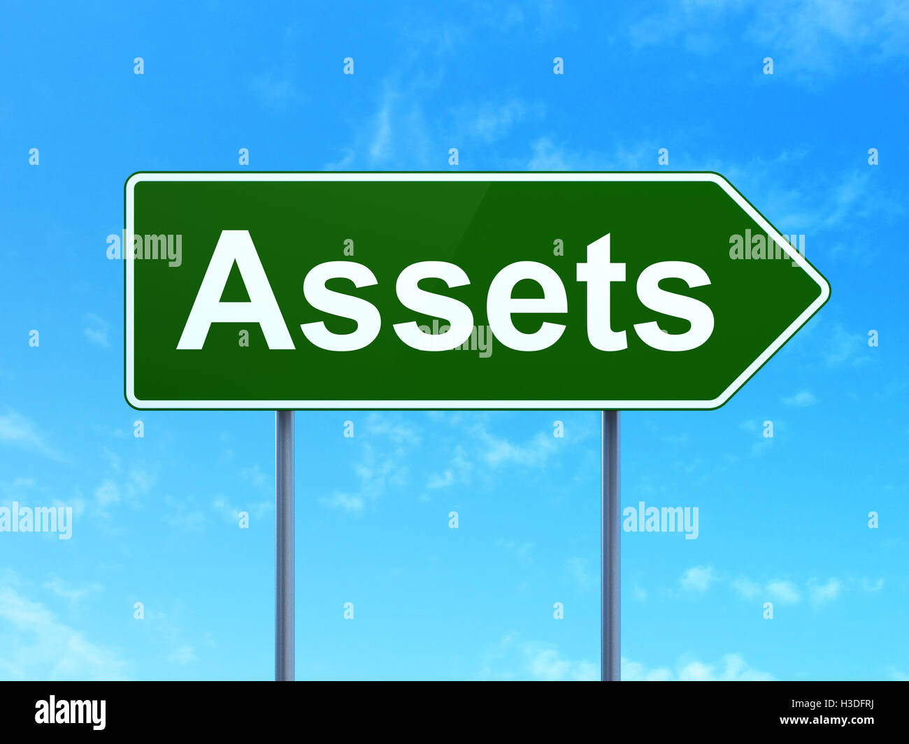 Banking concept: Assets on road sign background Stock Photo - Alamy