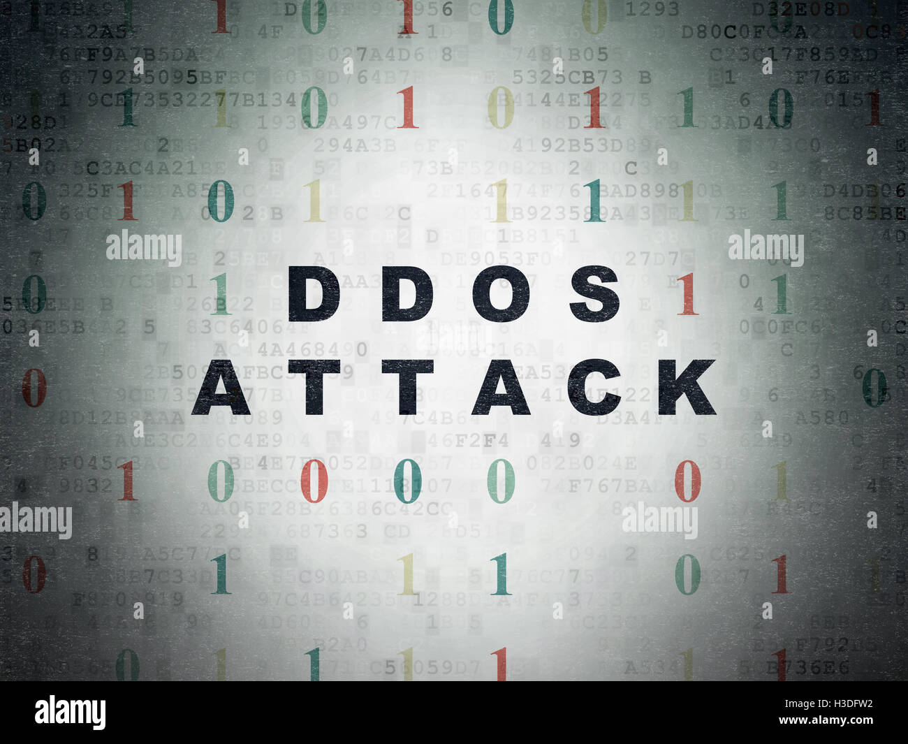 Security concept: DDOS Attack on Digital Data Paper background Stock ...