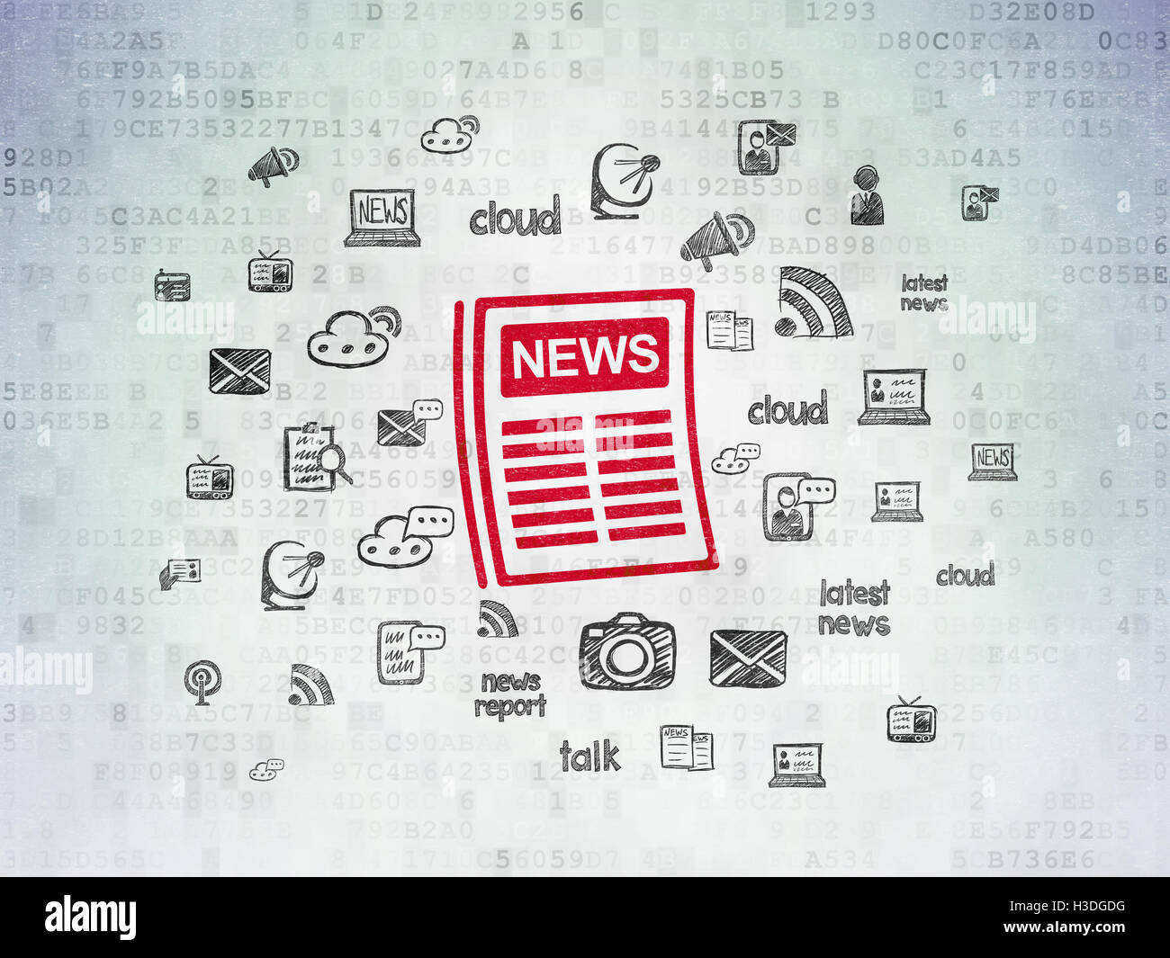 News concept: Newspaper on Digital Data Paper background Stock Photo ...