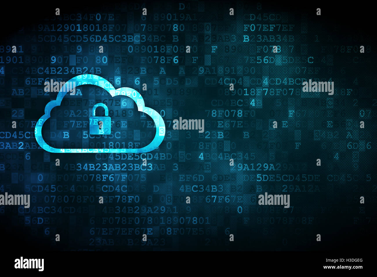 Cloud technology concept: Cloud With Padlock on digital background ...