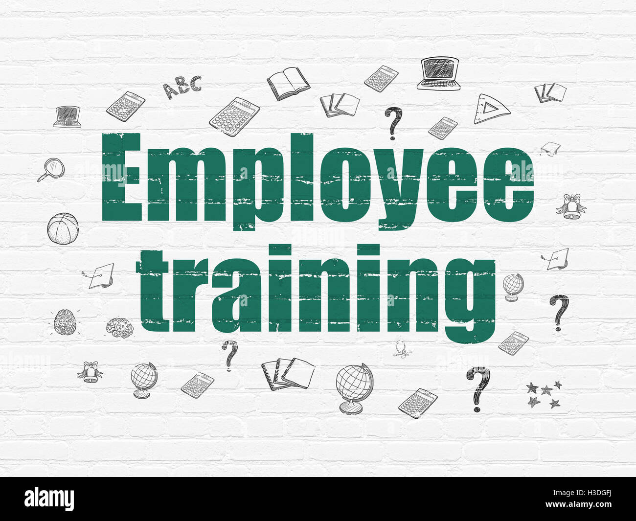 Education concept: Employee Training on wall background Stock Photo - Alamy