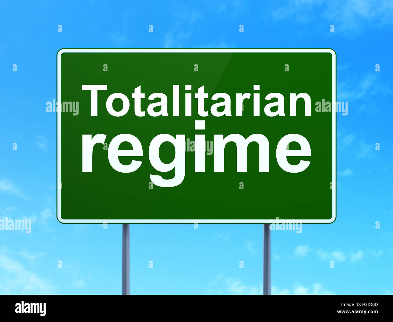 Politics concept: Totalitarian Regime on road sign background Stock ...