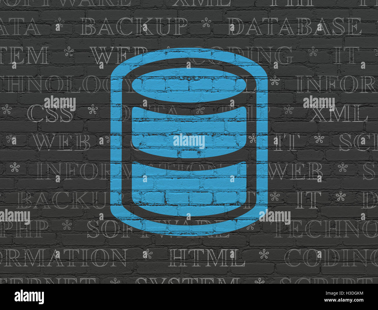 Programming concept: Database on wall background Stock Photo - Alamy