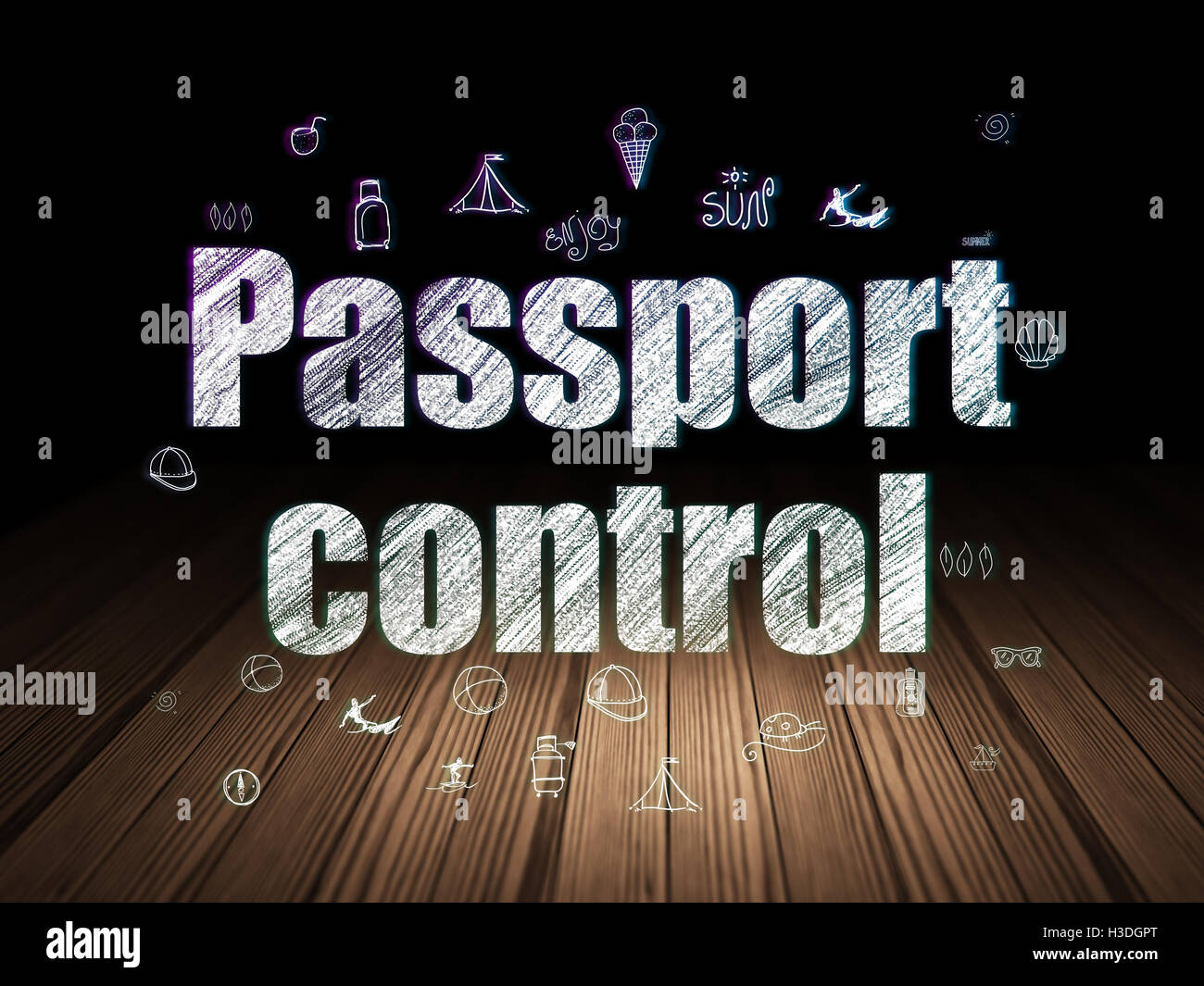 Travel concept: Passport Control in grunge dark room Stock Photo - Alamy