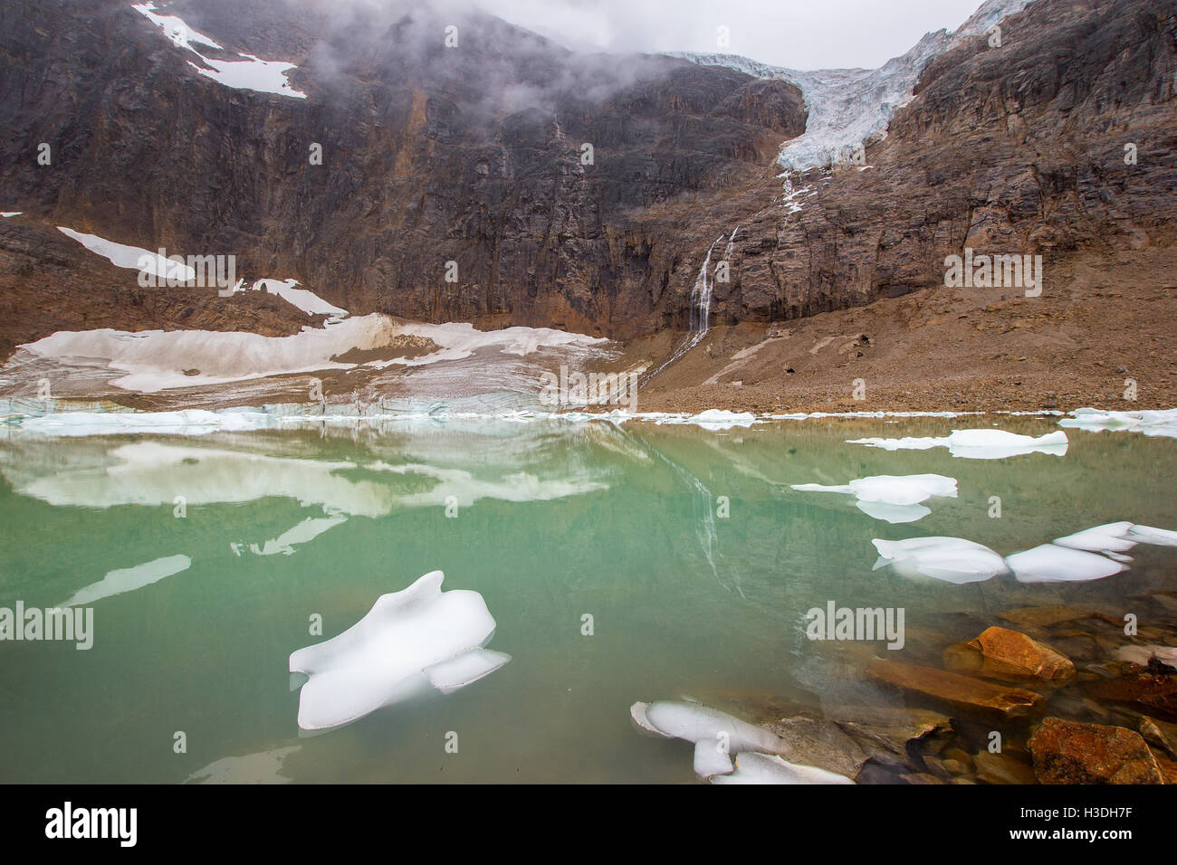 Gorgeous Angel Lake formed by the melting water of Angel Glacier, taken ...