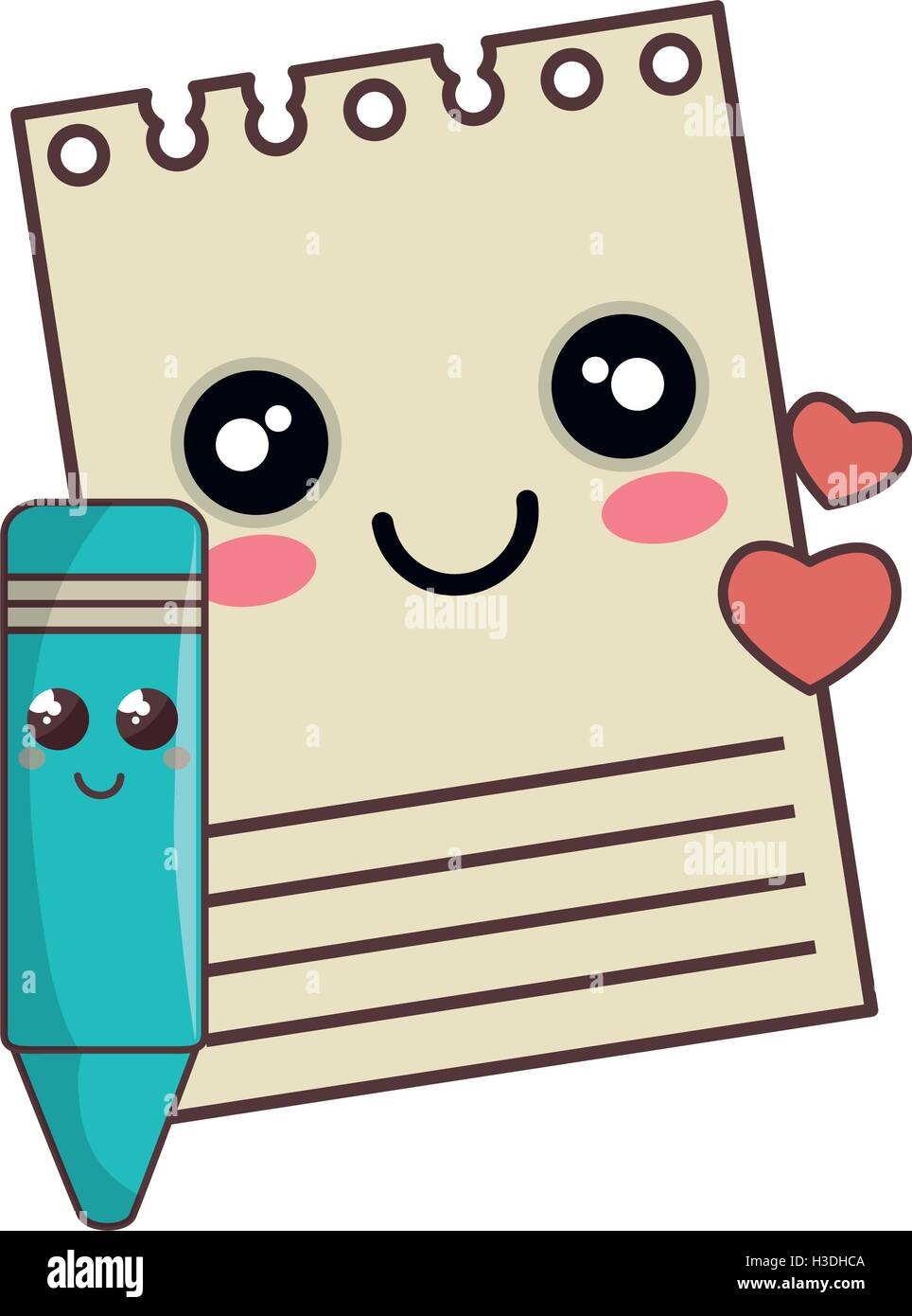 notepad and color pencil kawaii cartoon Stock Vector Image & Art - Alamy