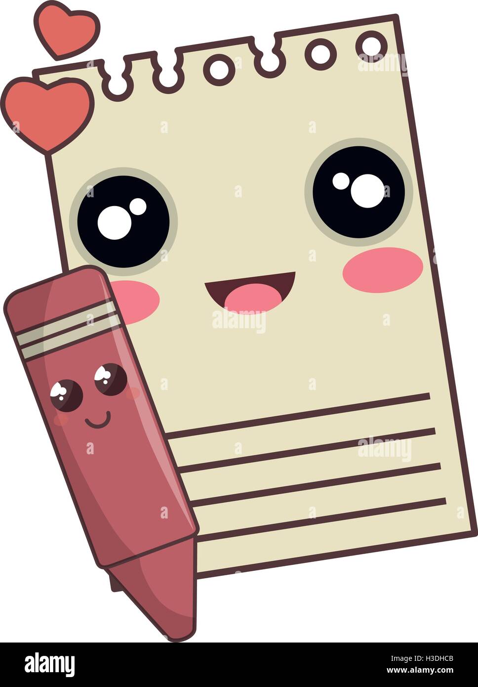 notepad and color pencil kawaii cartoon Stock Vector Image & Art - Alamy