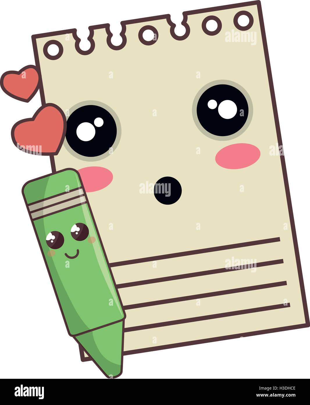 Notepad color pencil kawaii cartoon hi-res stock photography and images ...