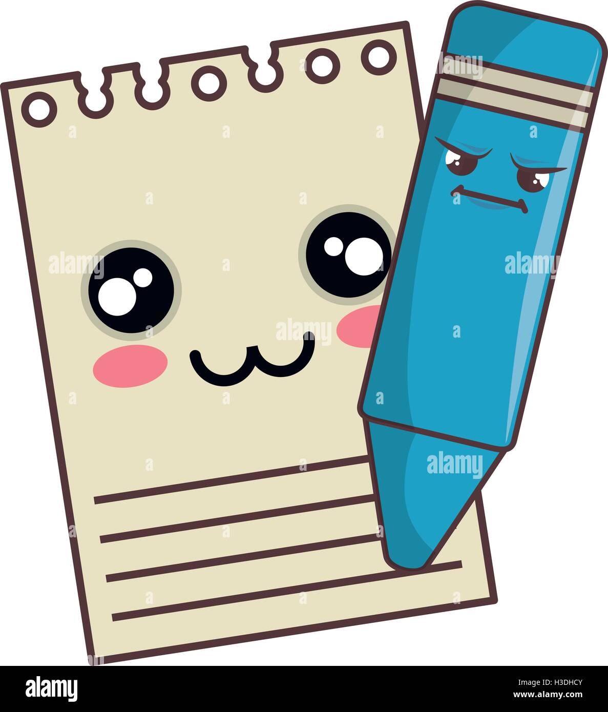 Notepad color pencil kawaii cartoon hi-res stock photography and images ...