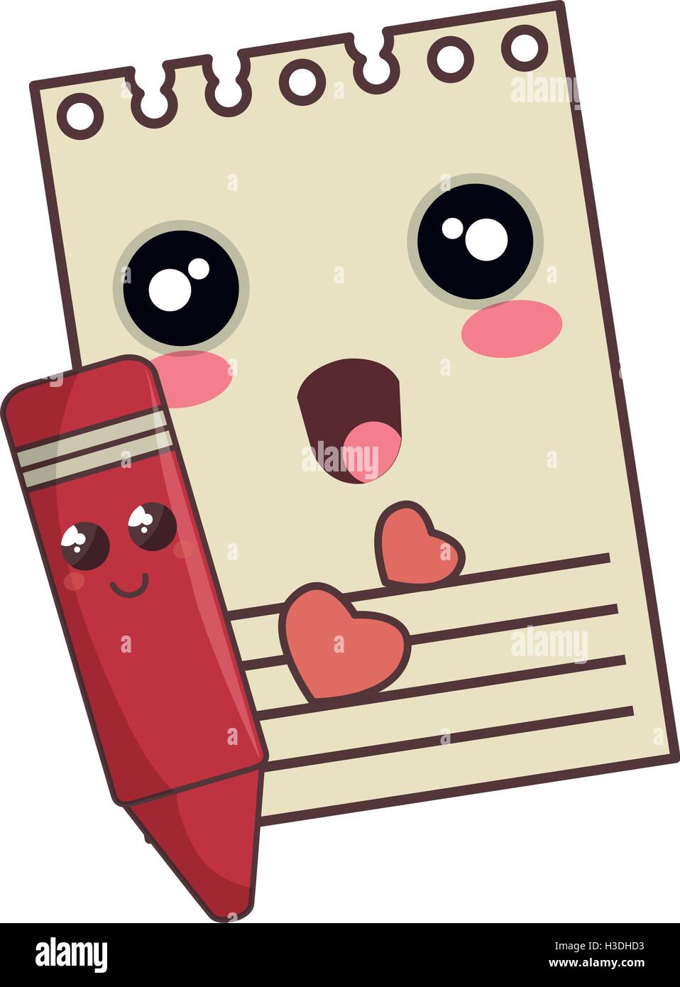 Notepad color pencil kawaii cartoon hi-res stock photography and images ...
