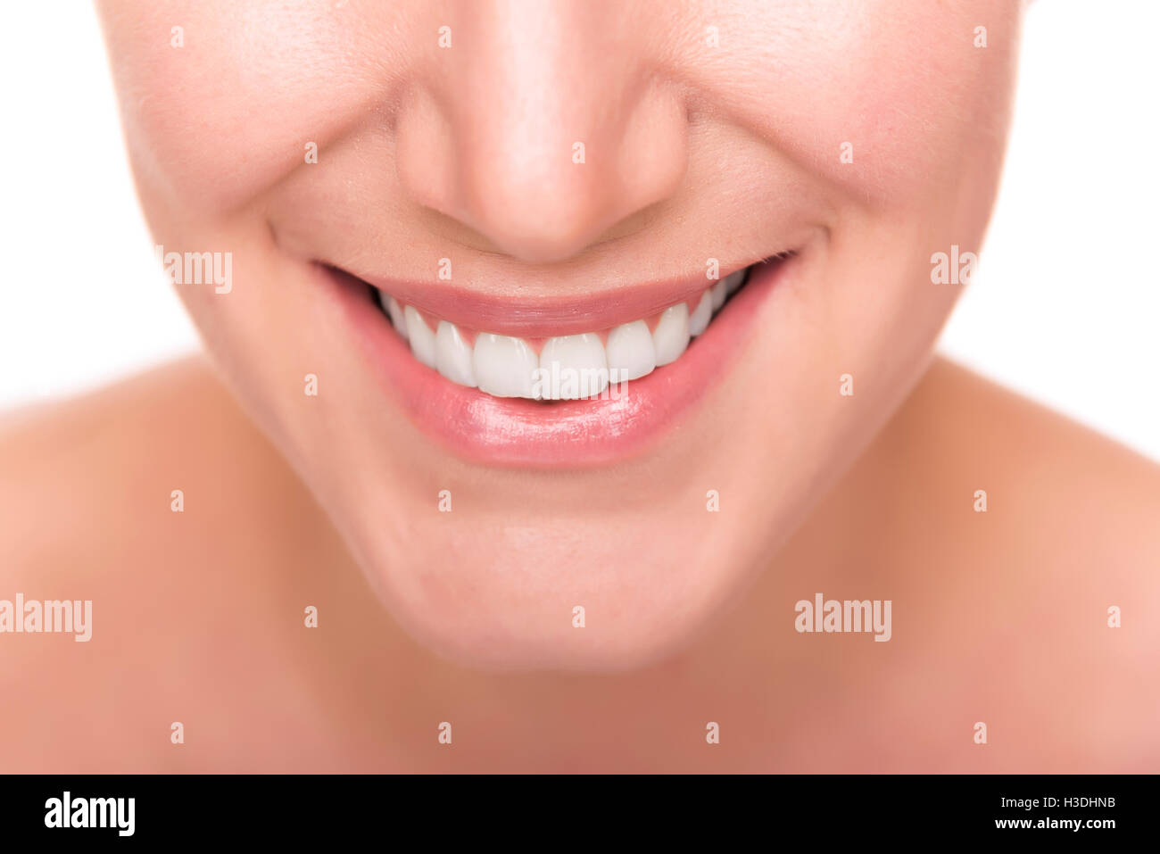 Smile with white healthy teeth. Close Up photo Stock Photo - Alamy