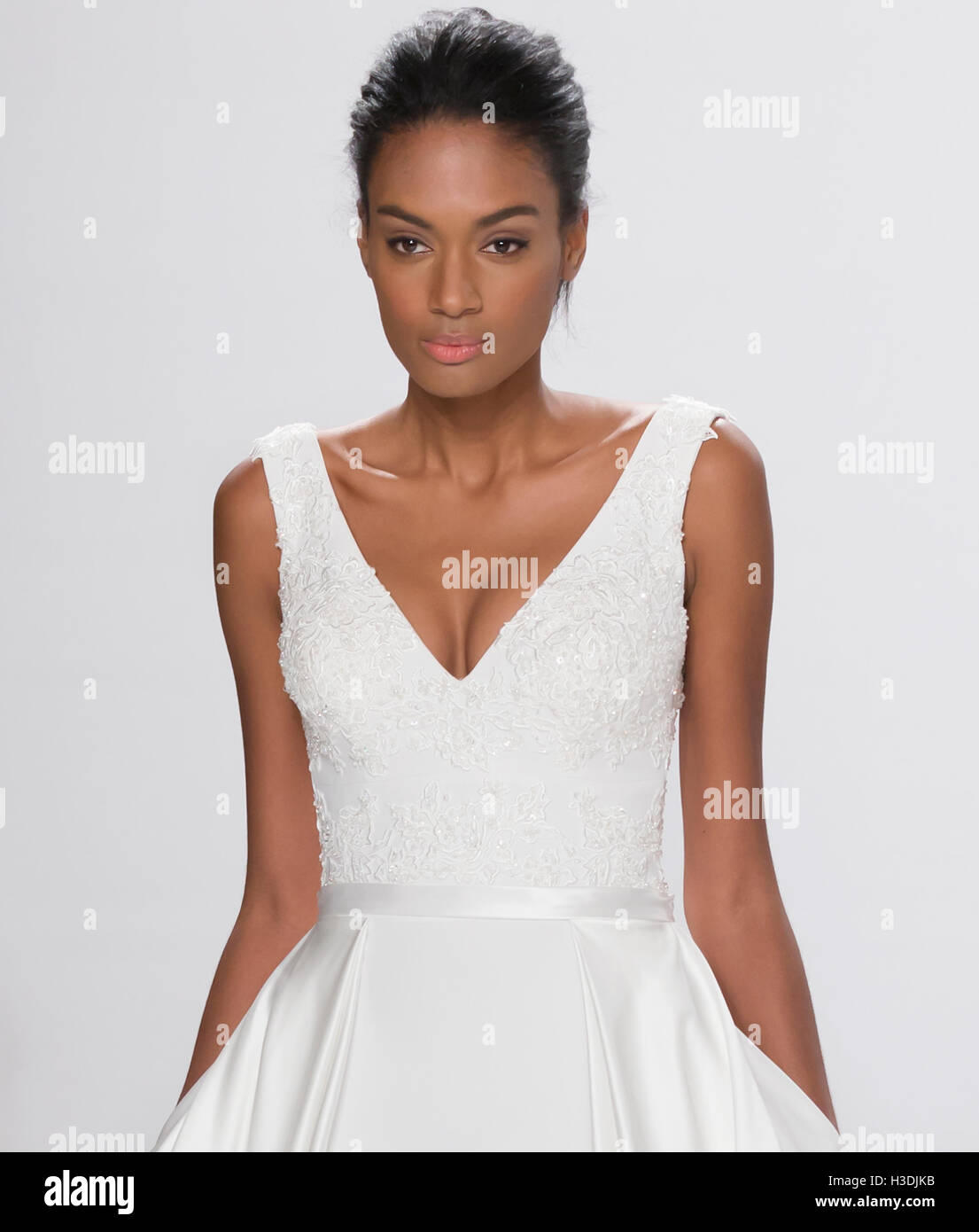 New York, USA. 5th October, 2016. A model walks the runway at the ...