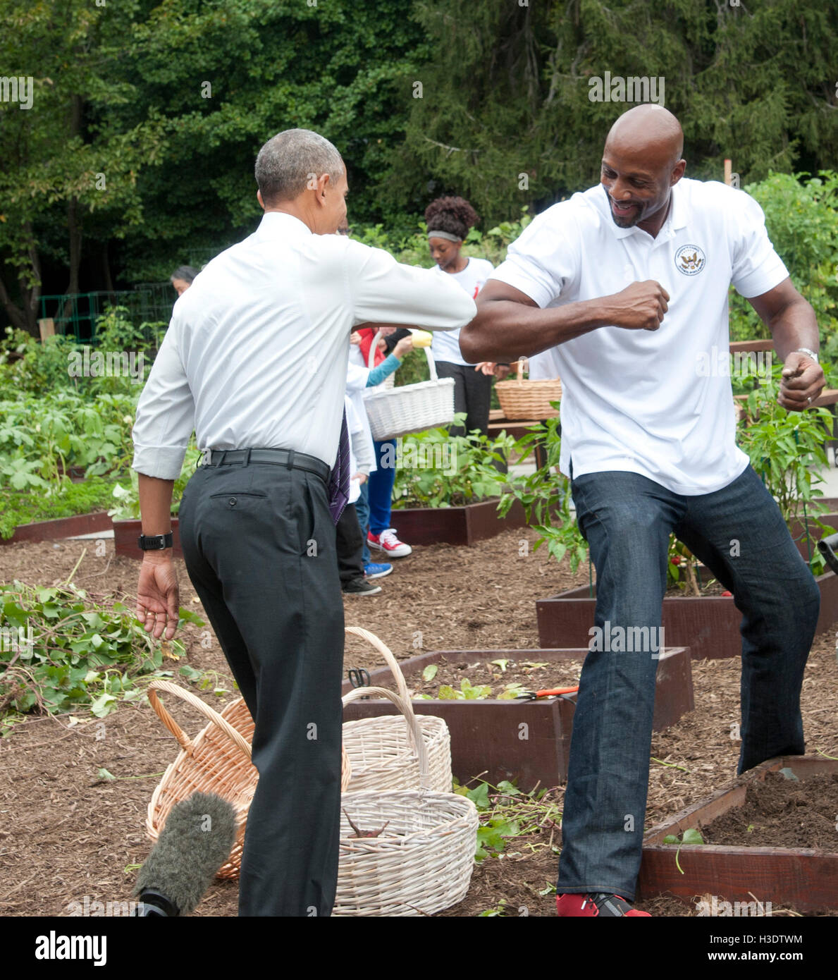 Washington DC, October 6, 2016, USA: President Barack Obama elbow bumps ...