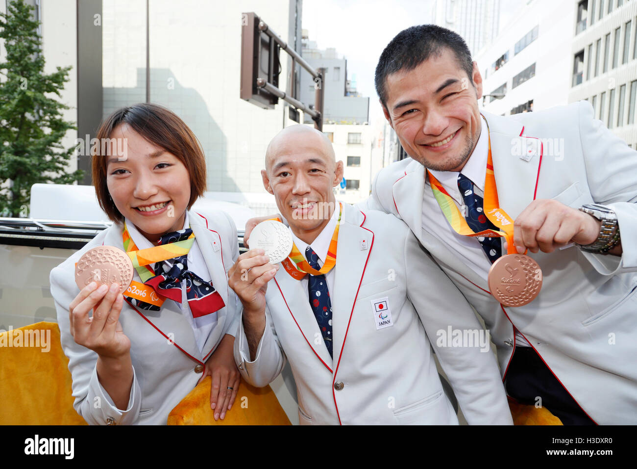(L-R) Junko Hirose, Makoto Hirose, Satoshi Fujimoto (JPN), OCTOBER 7 ...
