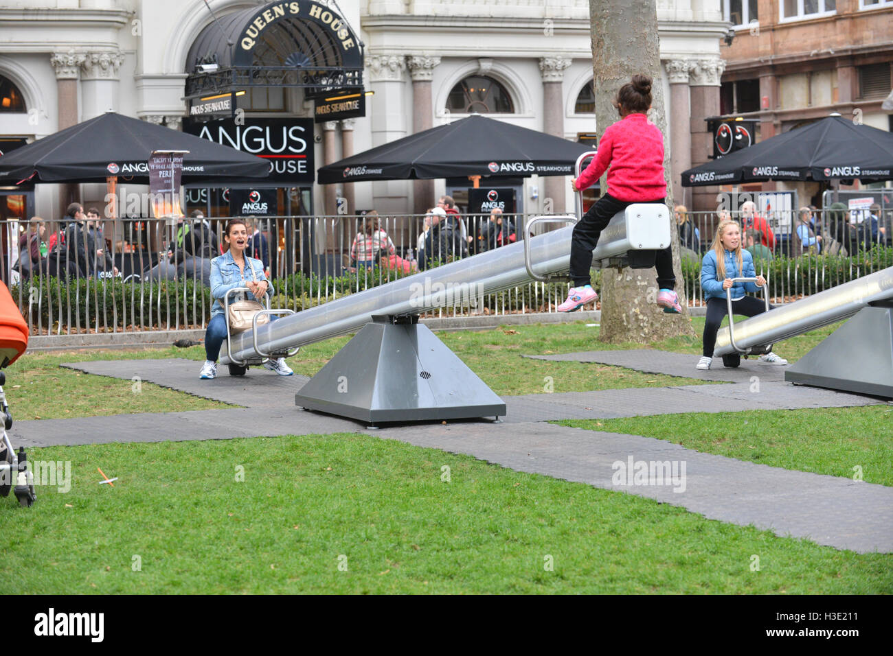Leicester Square, London, UK. 7th October 2016. Seesaws installation ...