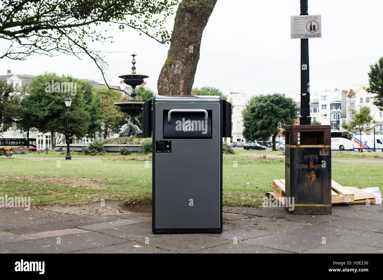 Brighton, England. 7th October 2016. New Bigbelly bins are installed in ...