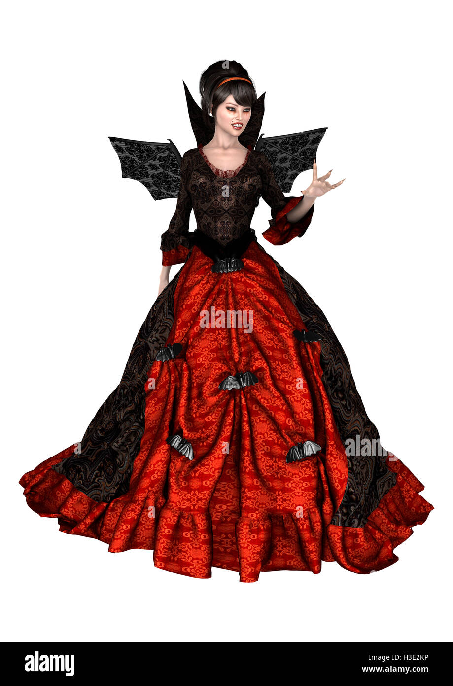 3D rendering of a beautiful witch isolated on white background Stock ...