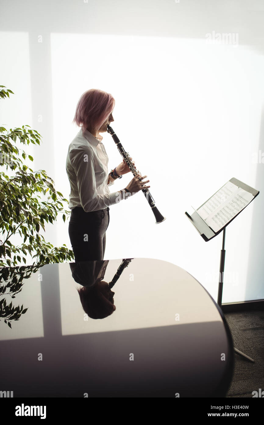 Woman playing a clarinet in music school Stock Photo - Alamy
