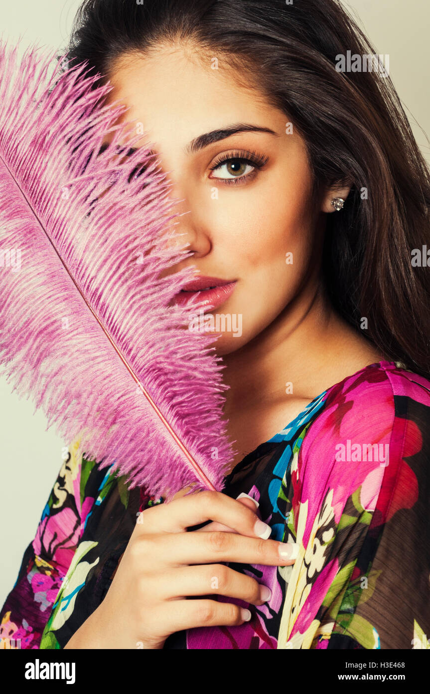 Beautiful indian woman hiding face hi-res stock photography and images ...