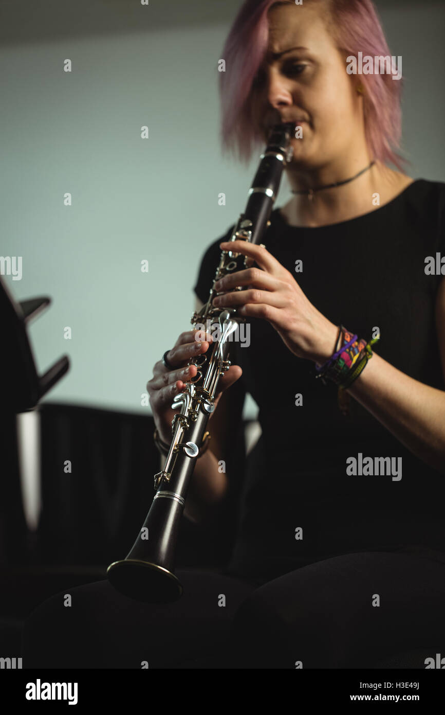 Adult Woman Female Musician Playing Clarinet High Resolution Stock ...