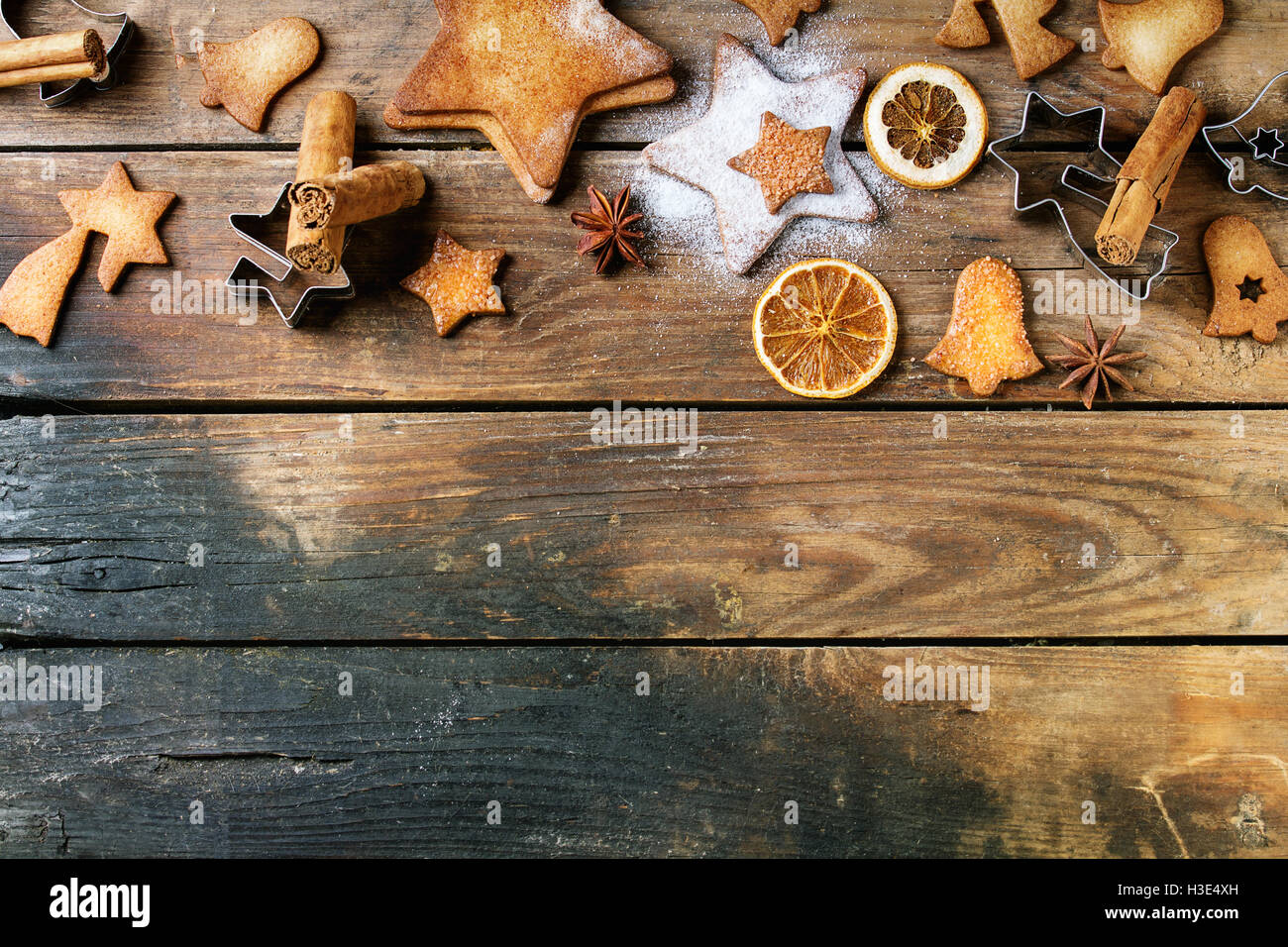 Homemade Christmas shortbread star shape sugar cookies different size ...