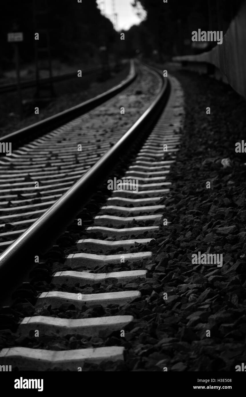 Railway line in black Black and White Stock Photos & Images - Alamy