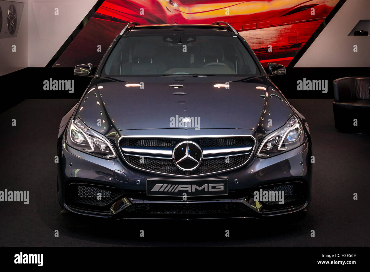 BERLIN - NOVEMBER 03, 2013: Showroom. Mid-size luxury car Mercedes-AMG ...