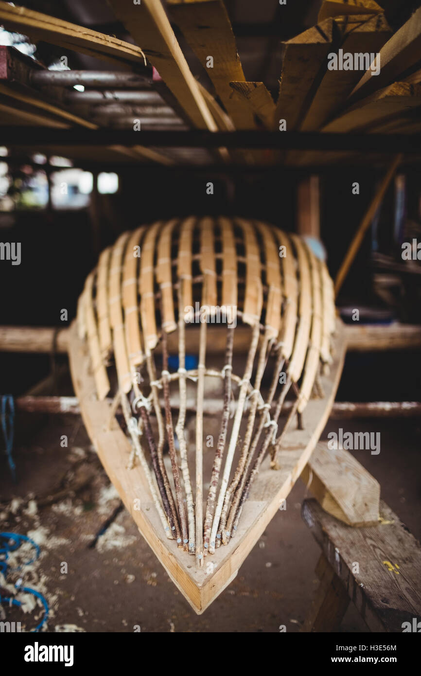 Wooden boat under construction Stock Photo - Alamy