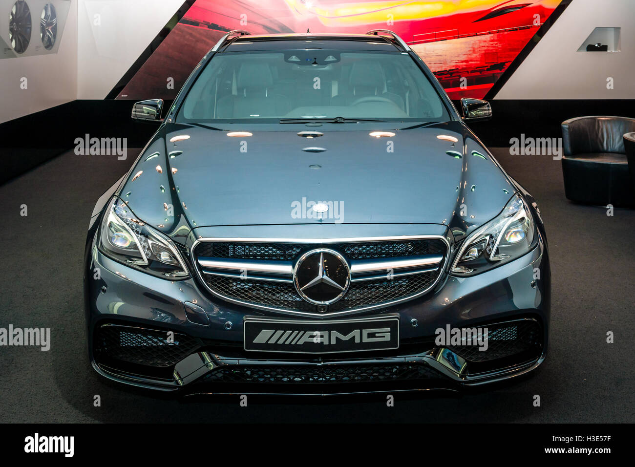 BERLIN - NOVEMBER 03, 2013: Showroom. Mid-size luxury car Mercedes-AMG ...