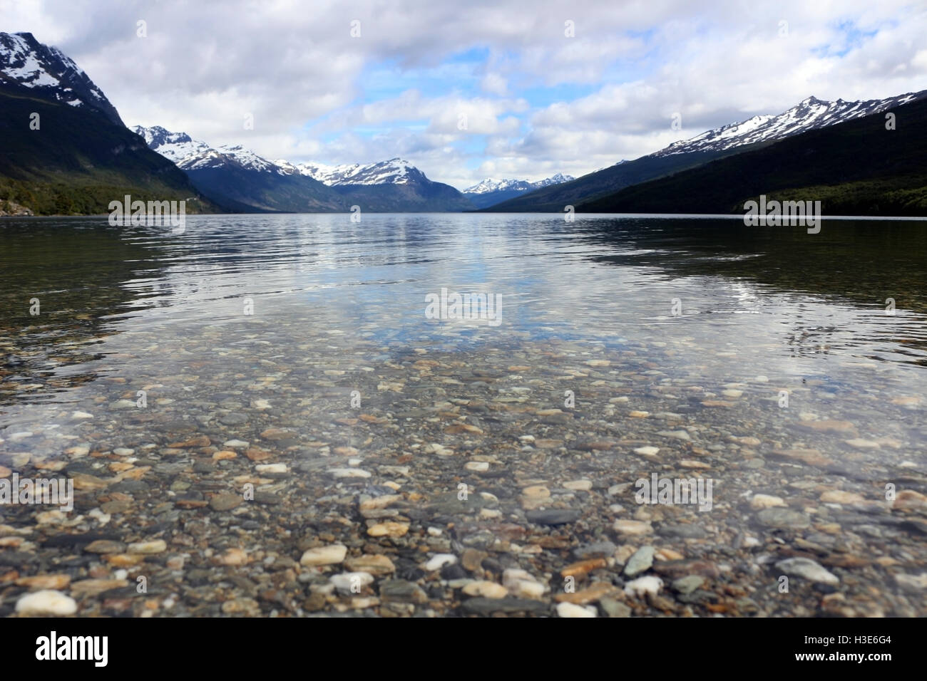 View of La Roca lake inside the Tierra del Fuego National Park Stock ...