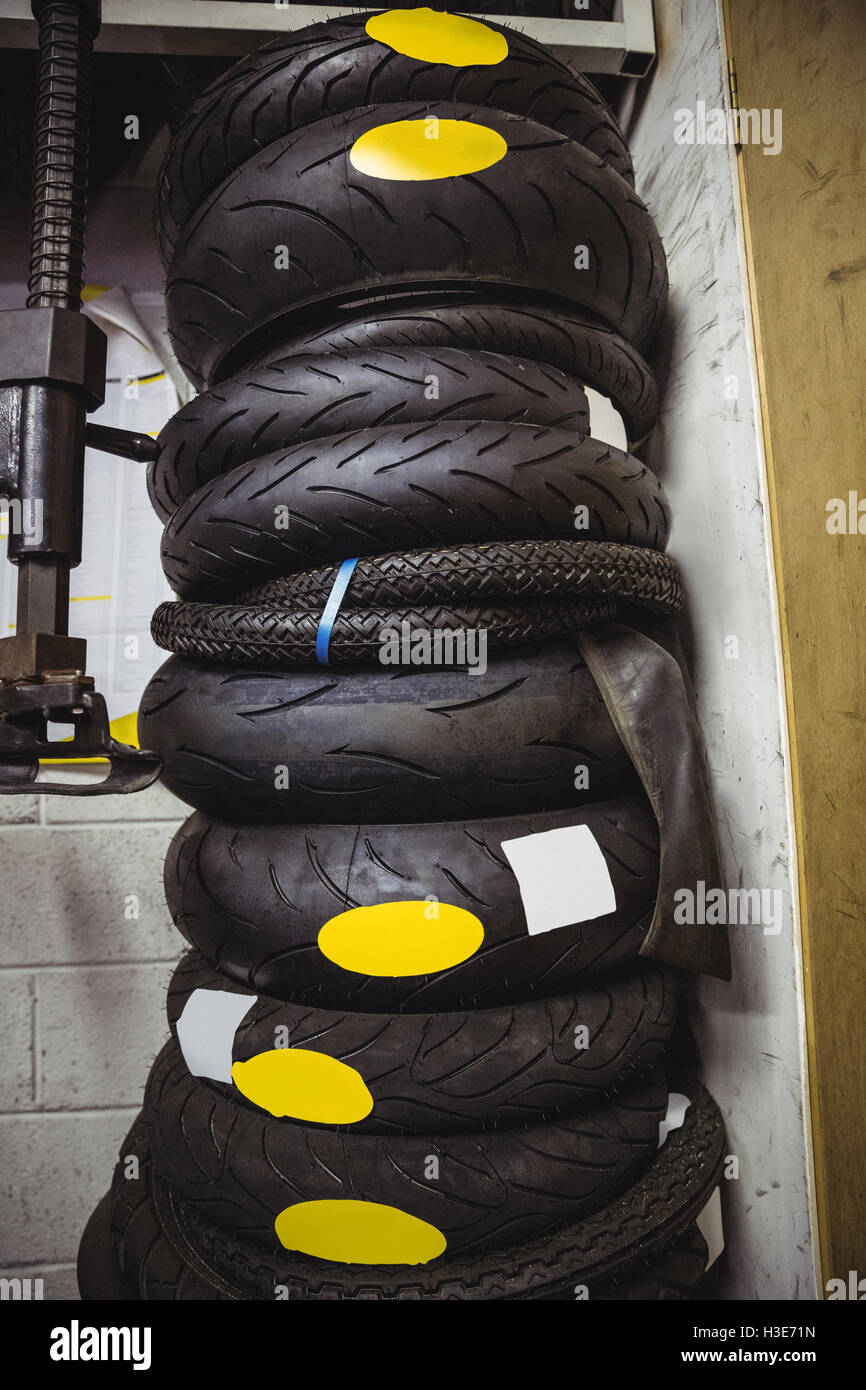 Stacks of various tyres Stock Photo - Alamy