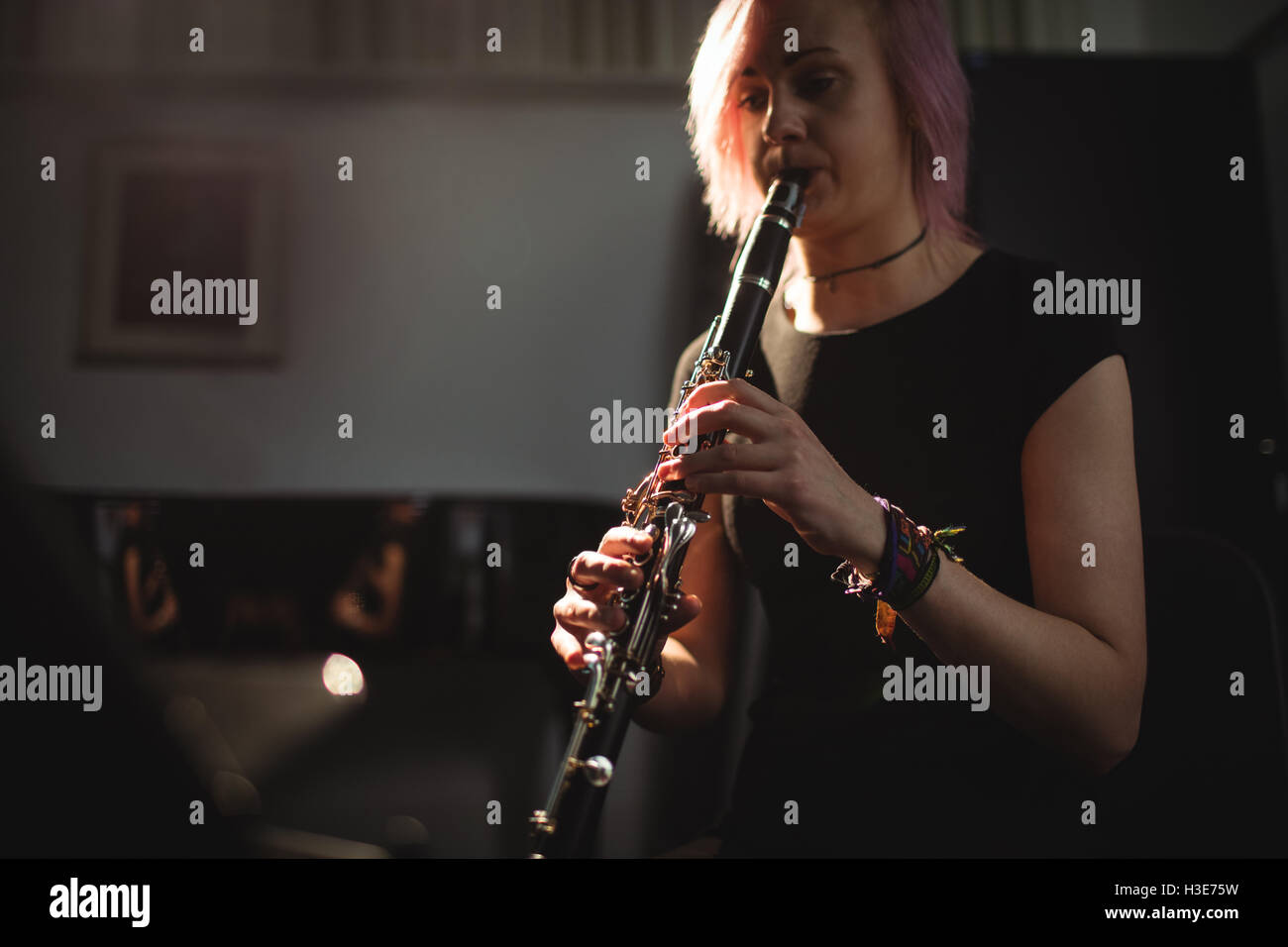 Adult Woman Female Musician Playing Clarinet High Resolution Stock ...