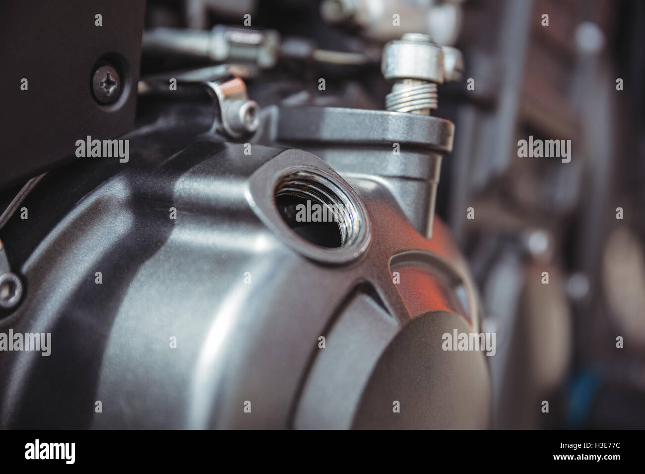 Close-up of motorbike oil tank Stock Photo - Alamy