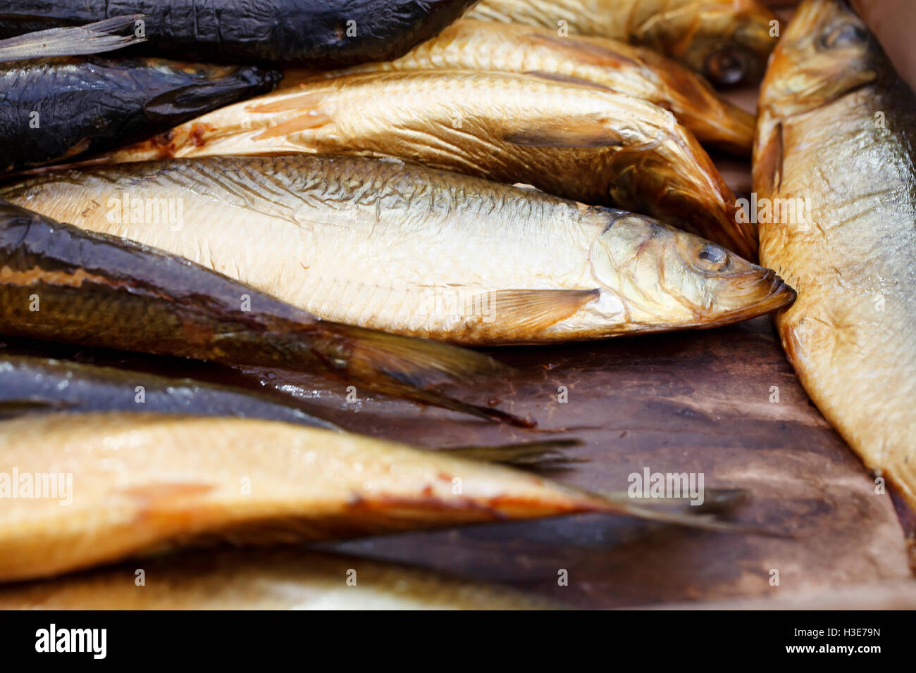 a smoked fish close-up, background food seafood Stock Photo - Alamy