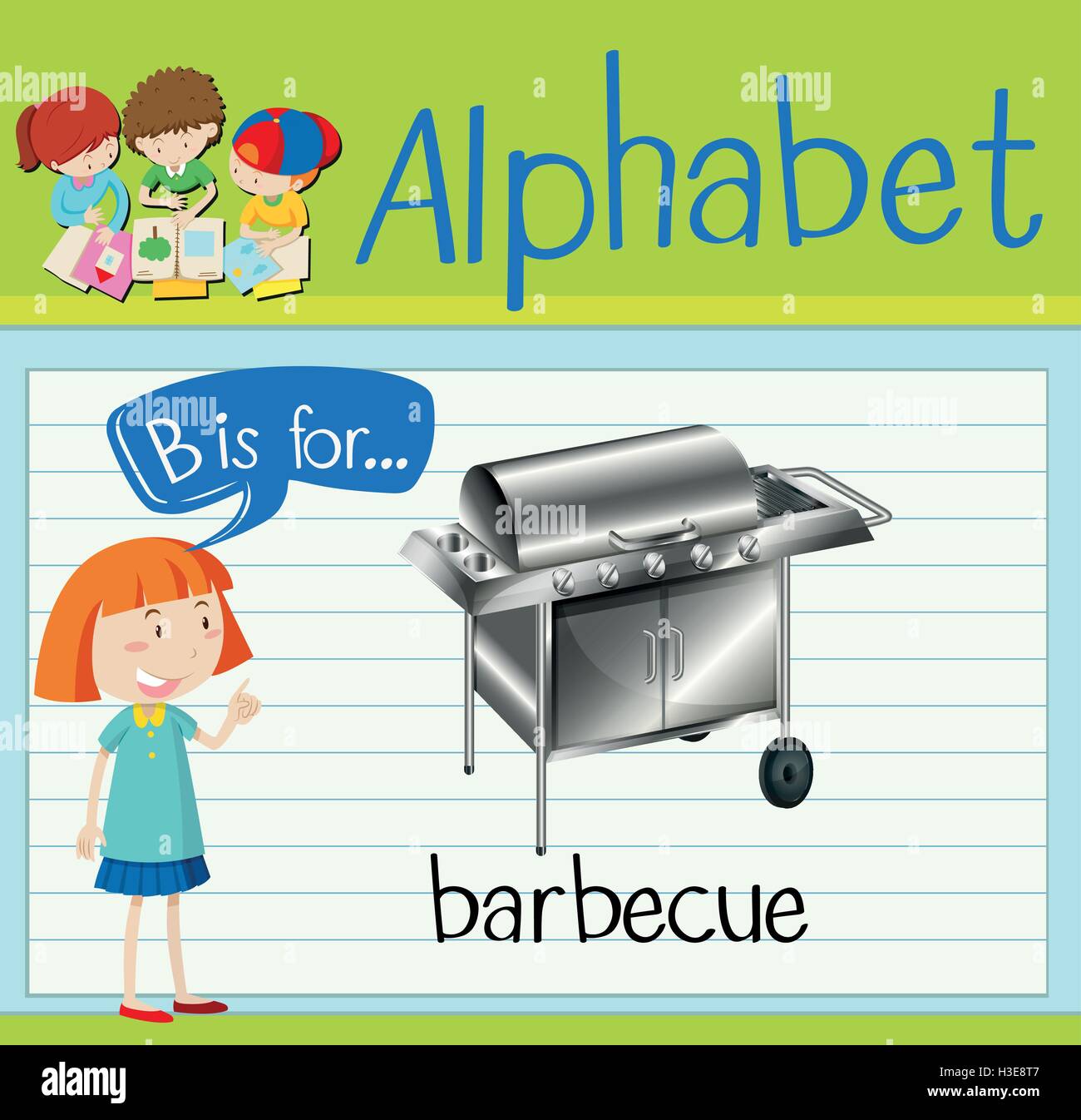 Flashcard letter B is for barbecue illustration Stock Vector Image ...