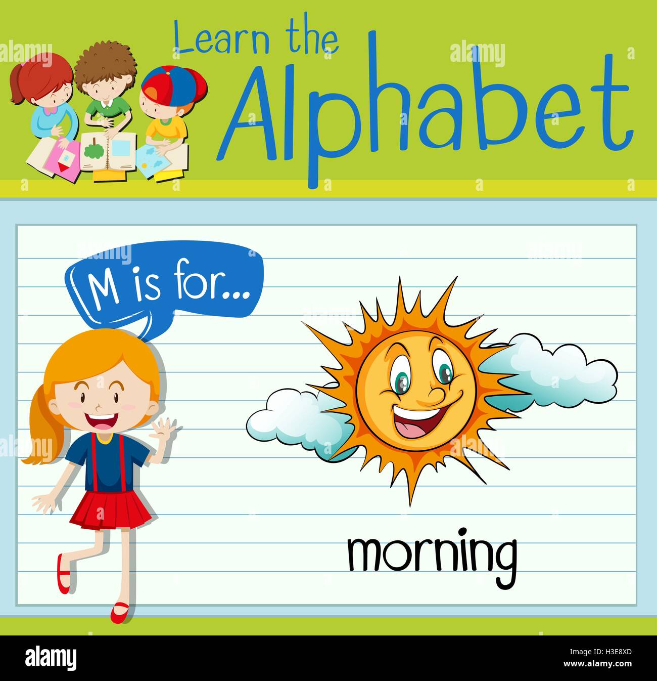 Flashcard letter M is for morning illustration Stock Vector Image & Art ...